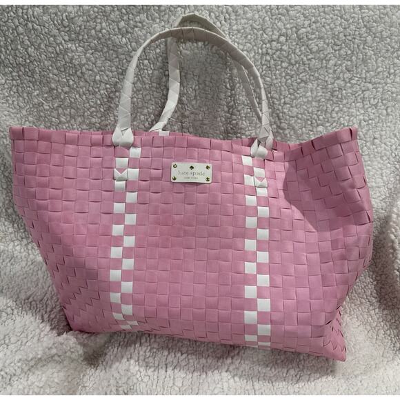 kate spade | Bags | Kate Spade Pastel Pink White Basket Weave Woven ...